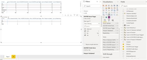 matrix table that displays columns with counted va microsoft