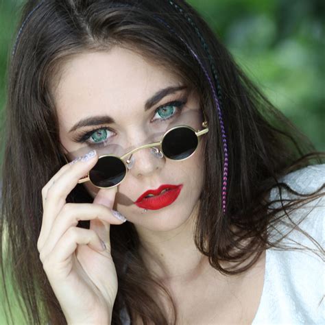 Round Gold Metal Sunglasses Retro Victorian Goth Steampunk Polarised
