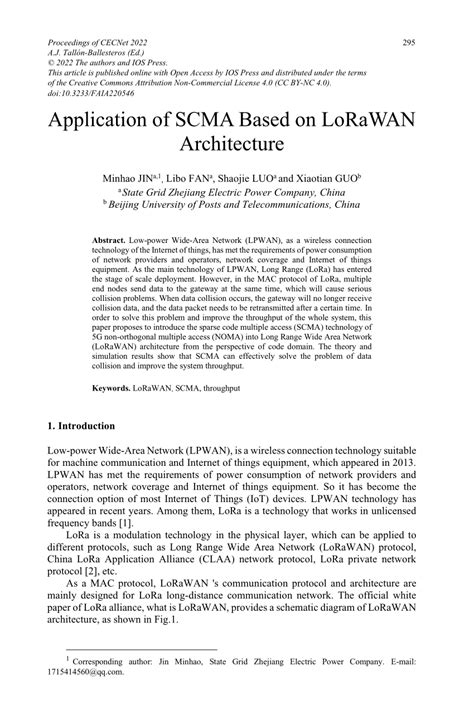 Pdf Application Of Scma Based On Lorawan Architecture