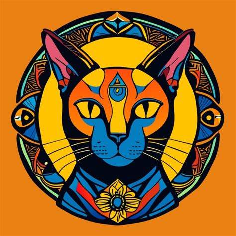 Premium Vector A Somali Cat With Intricate Mandala Patterns Tshirt