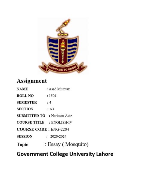 Asad Mumtaz 1504 Sem 4 Eng Assignment Evening Pdf Mosquito Insects