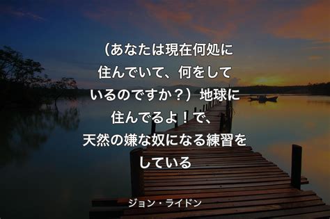【背景3】（あなたは現在何処に住んでいて、何をしているのですか？）地球に住んでるよ！で、天然の嫌な奴になる練習をしている ジョン・ライドン