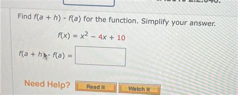 solved find f a h f a ﻿for the function simplify your