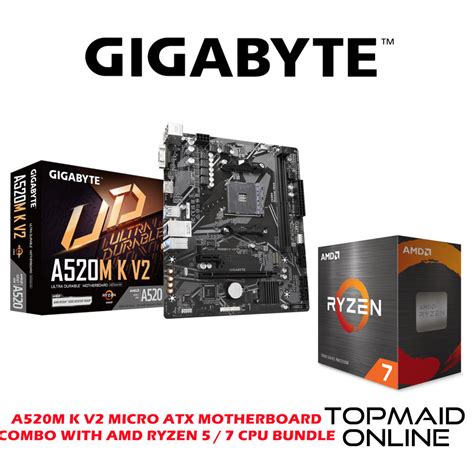 Gigabyte A520m K V2 Amd Am4 เมนบอร์ดไมโคร Atx Amd Ryzen 5 5500 5600