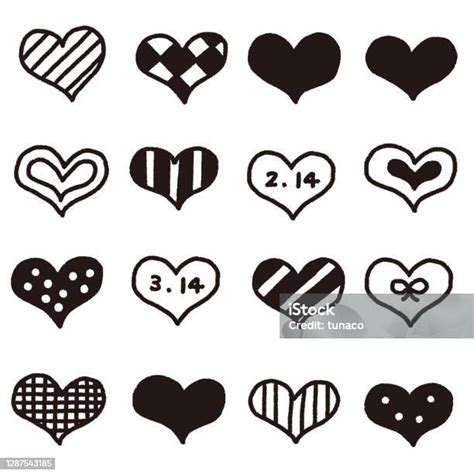 다양한 패턴의 하트 마크 간단한 선 그리기 아이콘 2월에 대한 스톡 벡터 아트 및 기타 이미지 2월 벡터 아이콘 Istock