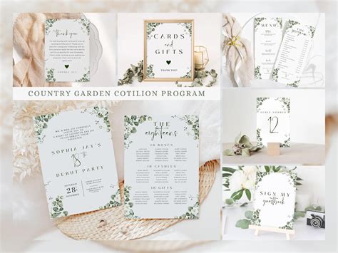 Cotillion Template Package Debut Invitation Menu Signs Digital File