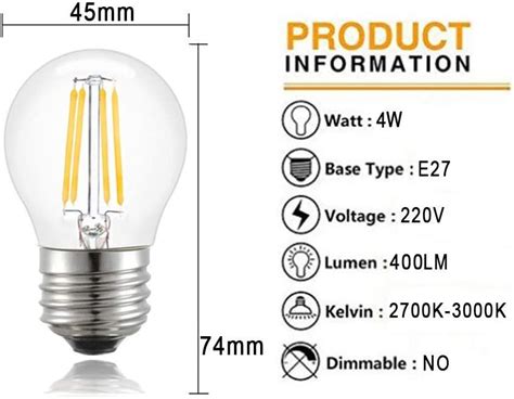 Vintage LED Filament Bulb G W LED Light Bulb E Base Clear Warm White K Retro