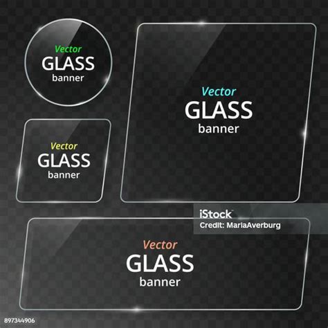 투명 유리 접시 세트를 비웃은 다입니다 배너를 통해 참조 하십시오 반사와 그림자 플라스틱 배너입니다 0명에 대한 스톡 벡터 아트 및 기타 이미지 Istock