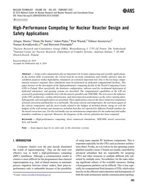 Pdf High Performance Computing For Nuclear Reactor Design And Safety Applications