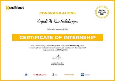 I Am Excited To Share That I Have Completed My Internship In Full Stack Web Development At