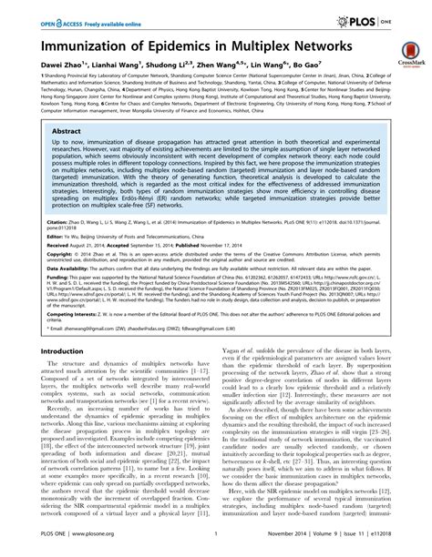 Pdf Immunization Of Epidemics In Multiplex Networks