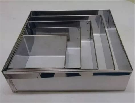 Kit Aro Cortador Quadrado Para Bolo 5 Peças Inox 8cm Alt Parcelamento sem juros