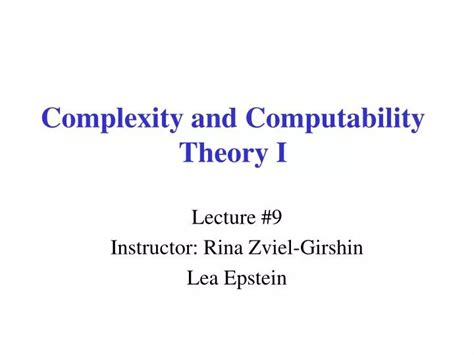 Ppt Complexity And Computability Theory I Powerpoint Presentation Free Download Id 3925890