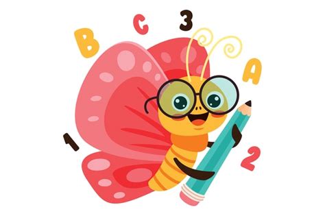 Education With Cartoon Butterfly Illustrations Ft Butterfly And School