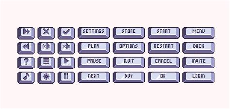 Premium Vector Shiny Metal Buttons Pixel Art Set Menu Steel Or