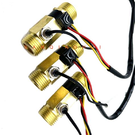 Sanqiaohui Hall Effect Liquid Water Flow Sensor Inch Brass With NTC Temperature Sensor