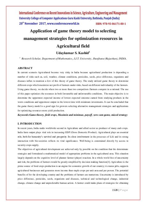 pdf application of game theory model to selecting management