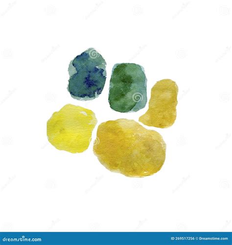 Watercolour Simple Abstract Blobs Clip Art Different Spots Hand Drawn Objects Isolated