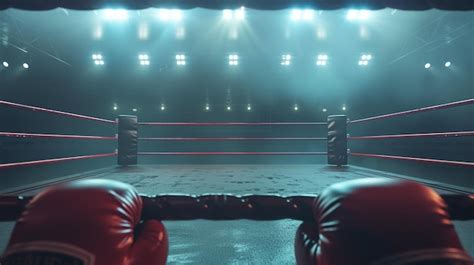 Premium Photo Dramatic Boxing Arena With Gloves On Ground