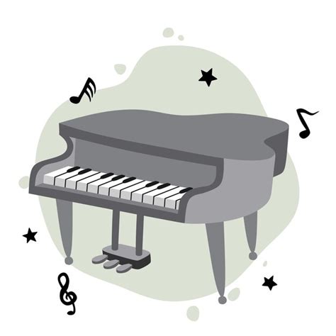 Premium Vector Hand Drawn Cute Piano In Cartoon Style