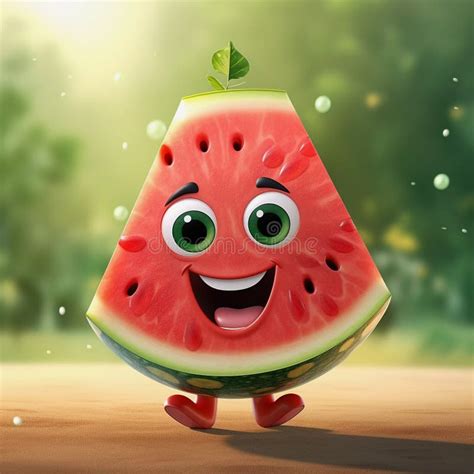 Cute Watermelon Happy Cartoon Character Stock Illustration