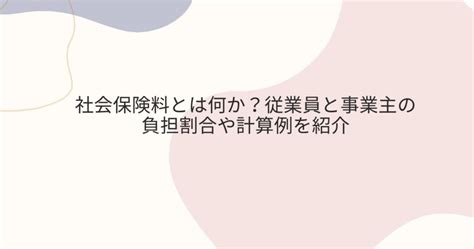 社会保険料とは何か？従業員と事業主の負担割合や計算例を徹底解説！ フェリシアの館