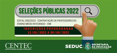 Processo Seletivo Edital Emi 0052022 Professores Centec