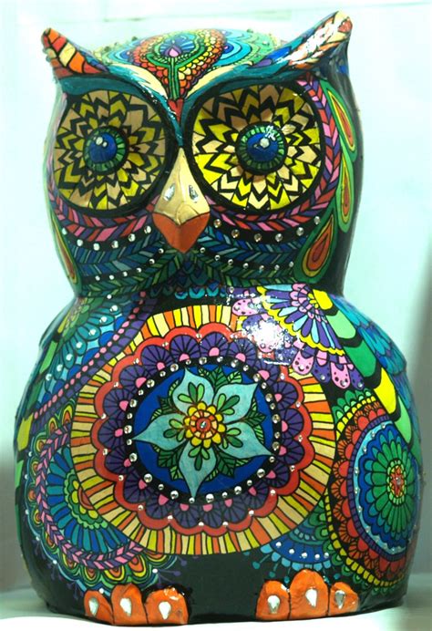 Sugar Skull Owl Sculpture Day Of The Dead Mexican Art