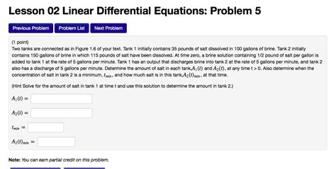 Solved Lesson Linear Differential Equations Problem Chegg