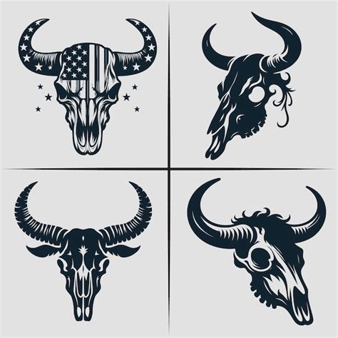 Premium Vector Cow Skull Vector Bundle File Black And White Cow Skull
