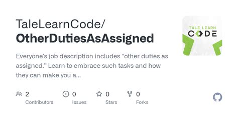 Github Talelearncodeotherdutiesasassigned Everyones Job