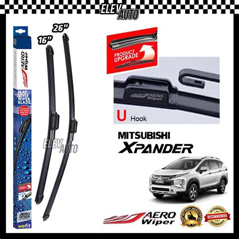 Mitsubishi Xpander X Pander Aero Premium Frameless Flat Blade Wiper U Hook 16 26 Shopee