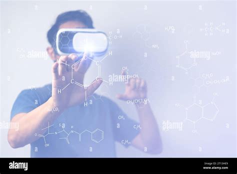 Man Wearing Glasses Study Structural Formula Science Innovation Digital