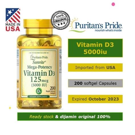 Promo Puritanâs Pride Vitamin D3 â 5000 iu isi 200 Softgels