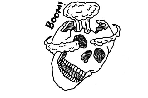 Explode Human Skull Line Art With Transparent Background 24037206 PNG
