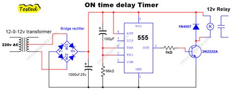 On Delay Timer Circuit Diagram With Relay Using Capacitor