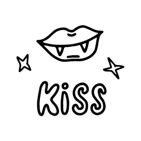 Premium Vector Doodle Drawing By Hand Of Lips A Vampires Mouth A