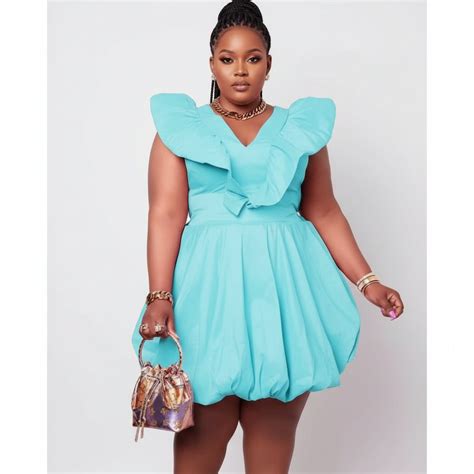Plus Size Ruffle Bubbles Dress Yellow Sub Trading