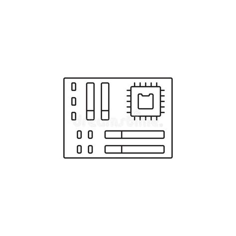 Computer Motherboard Simple Black Line Vector Icon Stock Vector Illustration Of Concept