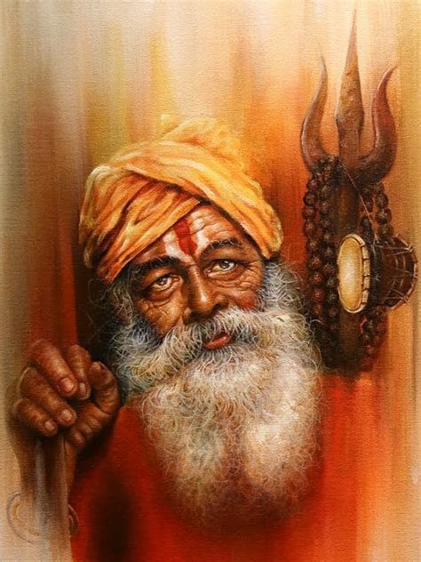 Sadhu Acrylic On Canvas Painting By Jugal Sarkar Exotic India Art