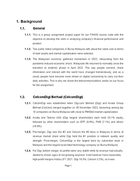 Ratio Analysis Assignment Report Copy Qb 1 Background 1 General 11 This Is A Group