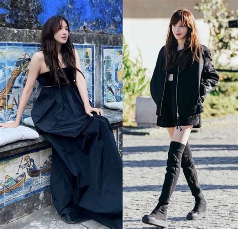 패션엔 이지아 청순 K 스타일 제대로 포르투칼 홀린 매혹적인 블랙룩