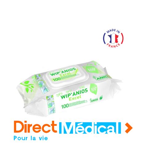 Lingettes nettoyantes wip anios excel biodégradables sachet de hygiene surfaces