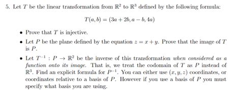 Solved Let T Be The Linear Transformation From R To R Chegg