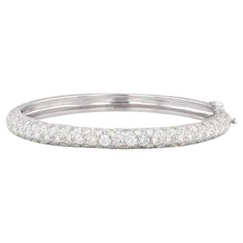 Vintage 5ctw Diamond Bangle Bracelet Brushed 14k White Gold 6 54 Mm