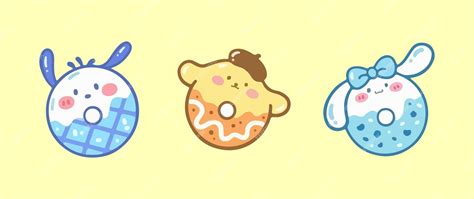 Conjunto De Vectores Gratis Ilustraciones De Donas Lindas Kawaii