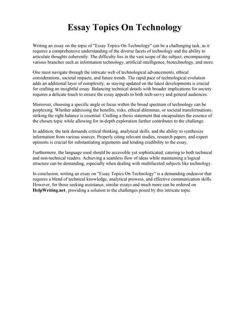 Essay On Computer Technologypdf Technology And Computing