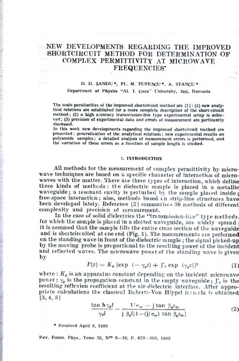 Pdf New Developements Regarding The Improved Short Circuit Method For Determination Of Complex