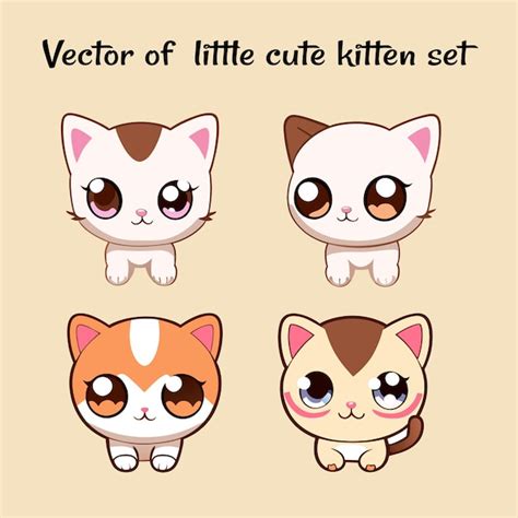 Vector De Conjunto Lindo Gatito Vector Premium