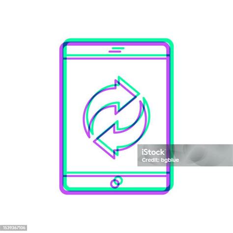 태블릿 Pc의 재활용 기호입니다 흰색 배경에 두 가지 색상이 오버레이된 아이콘 Brand Name Smart Phone에 대한